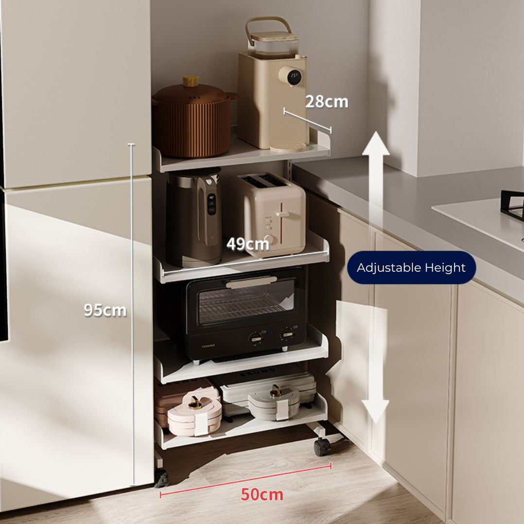 Roll Movable Adjustable Kitchen Trolley Rack 4 Tier - Large — The Home ...