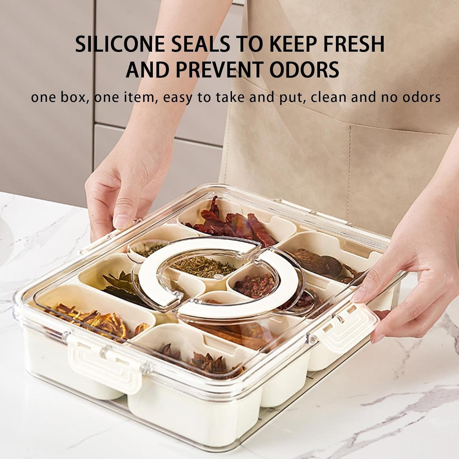 Multi Compartment Storage Box Herb Fruits Fridge Organiser Food ...