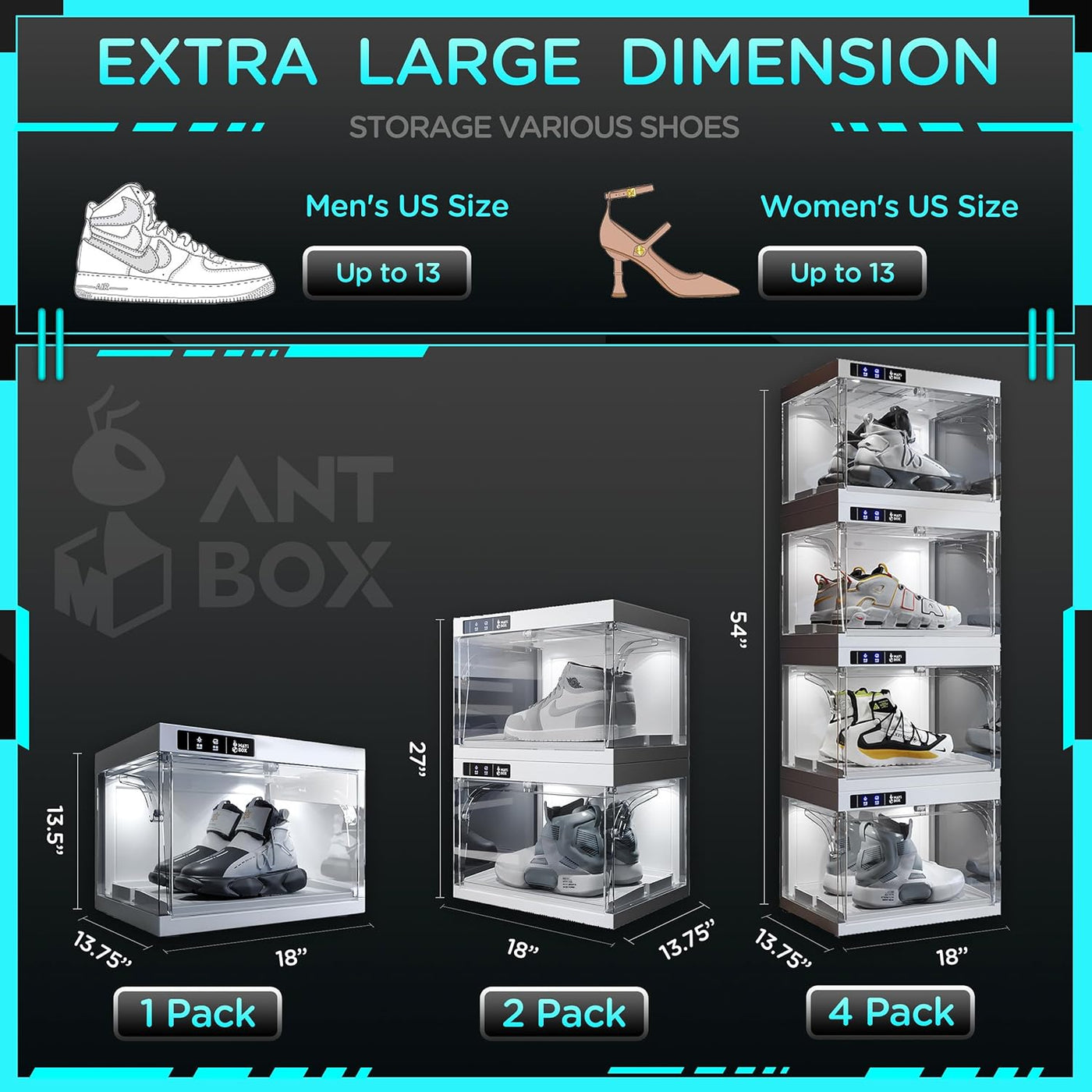 AJ Nike Yeezy Sneaker Display Shoe Show rack Led Light 2 in 1 Pack ...