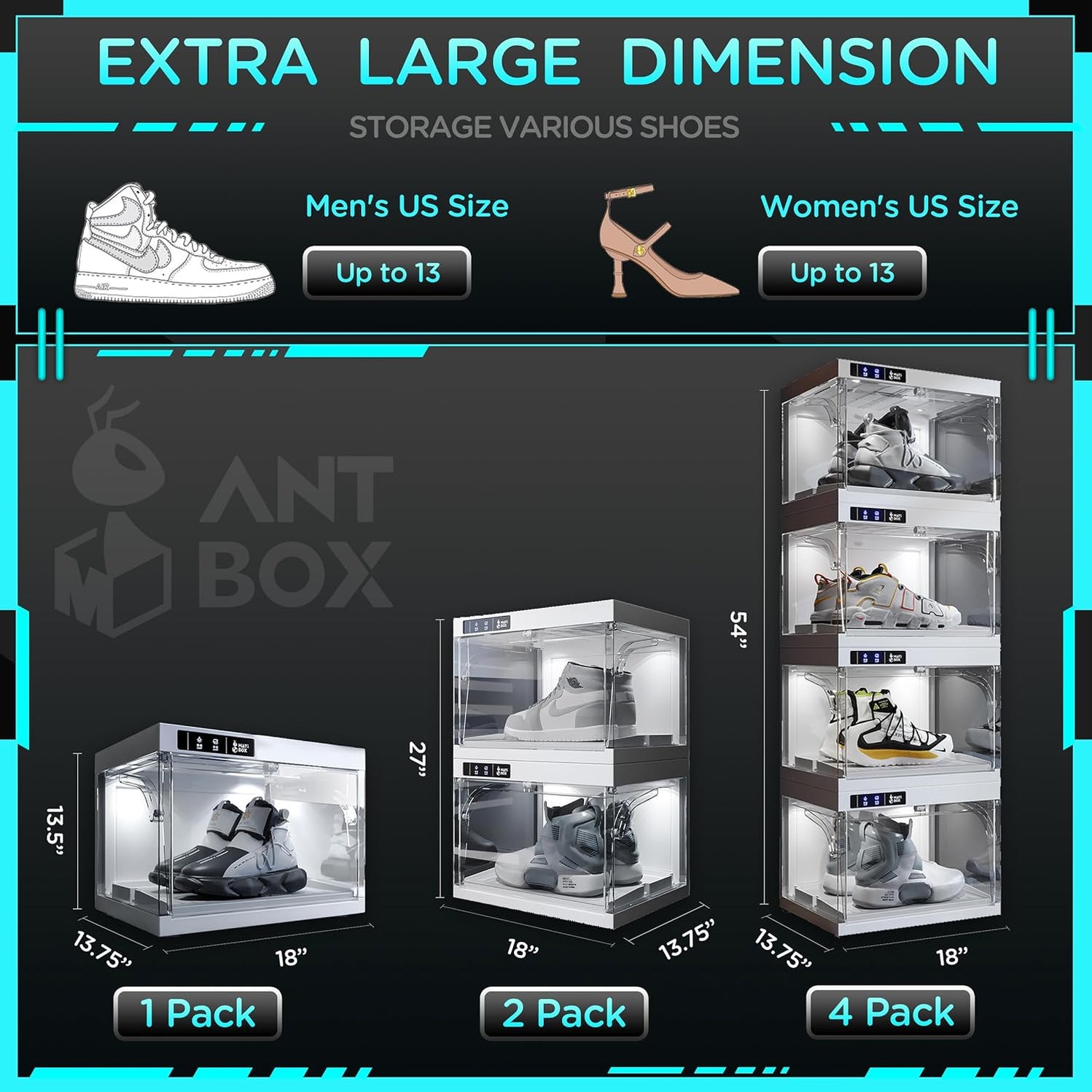 AJ Nike Yeezy Sneaker Display Shoe Show rack Led Light 2 in 1 Pack ...