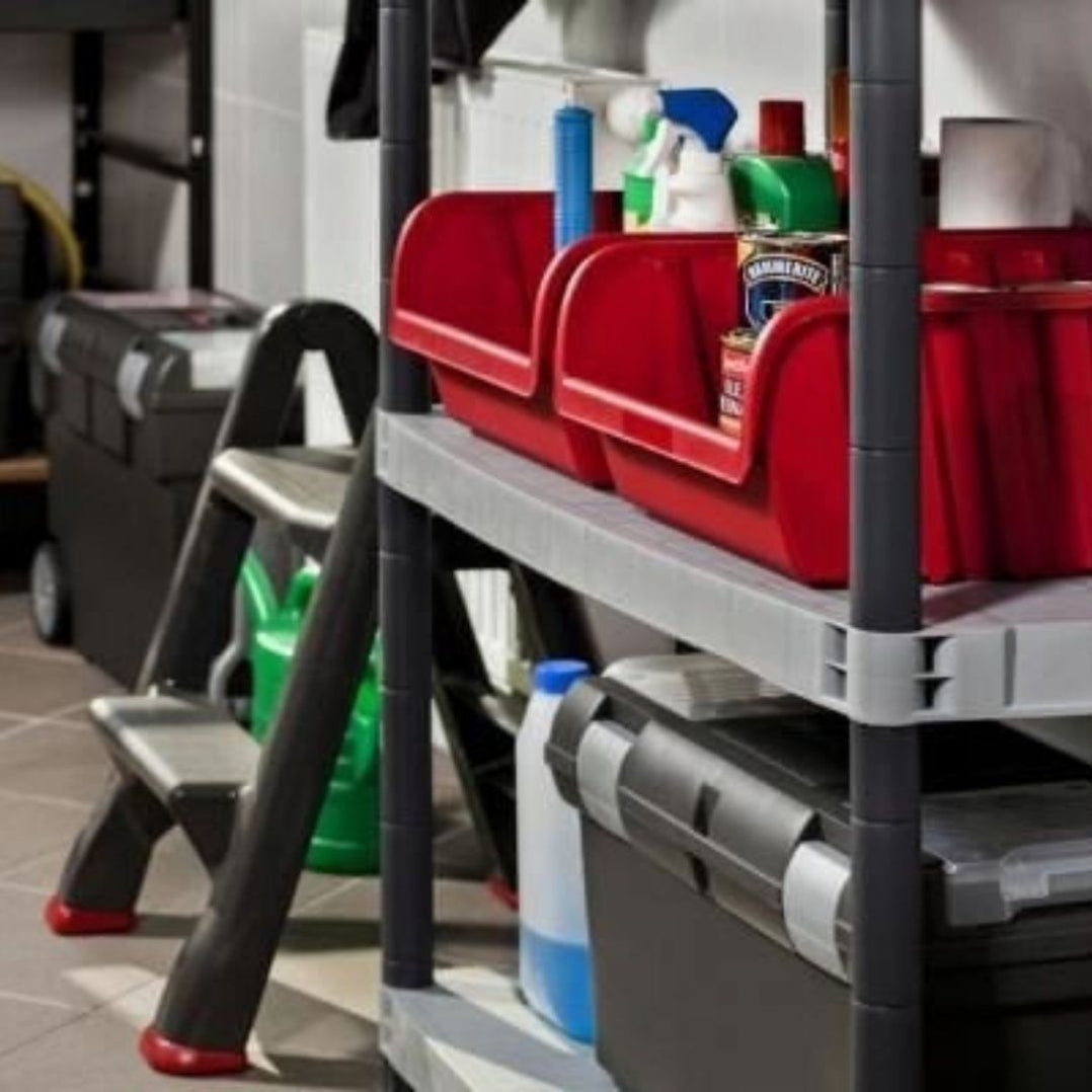 Curver Rubbermaid Foldable Slim Step Stool Grey Plastic Kitchen DIY 2 ...