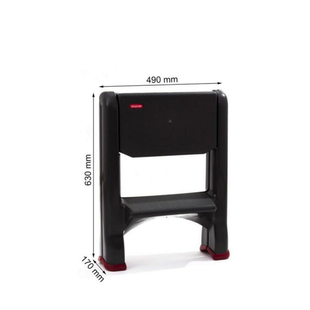 Curver Rubbermaid Foldable Slim Step Stool Grey Plastic Kitchen DIY 2 ...