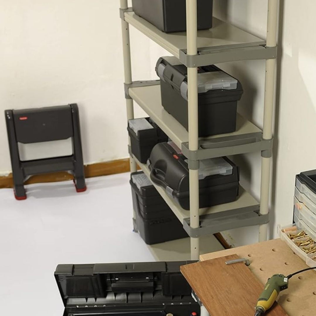 Curver Rubbermaid Foldable Slim Step Stool Grey Plastic Kitchen DIY 2 ...