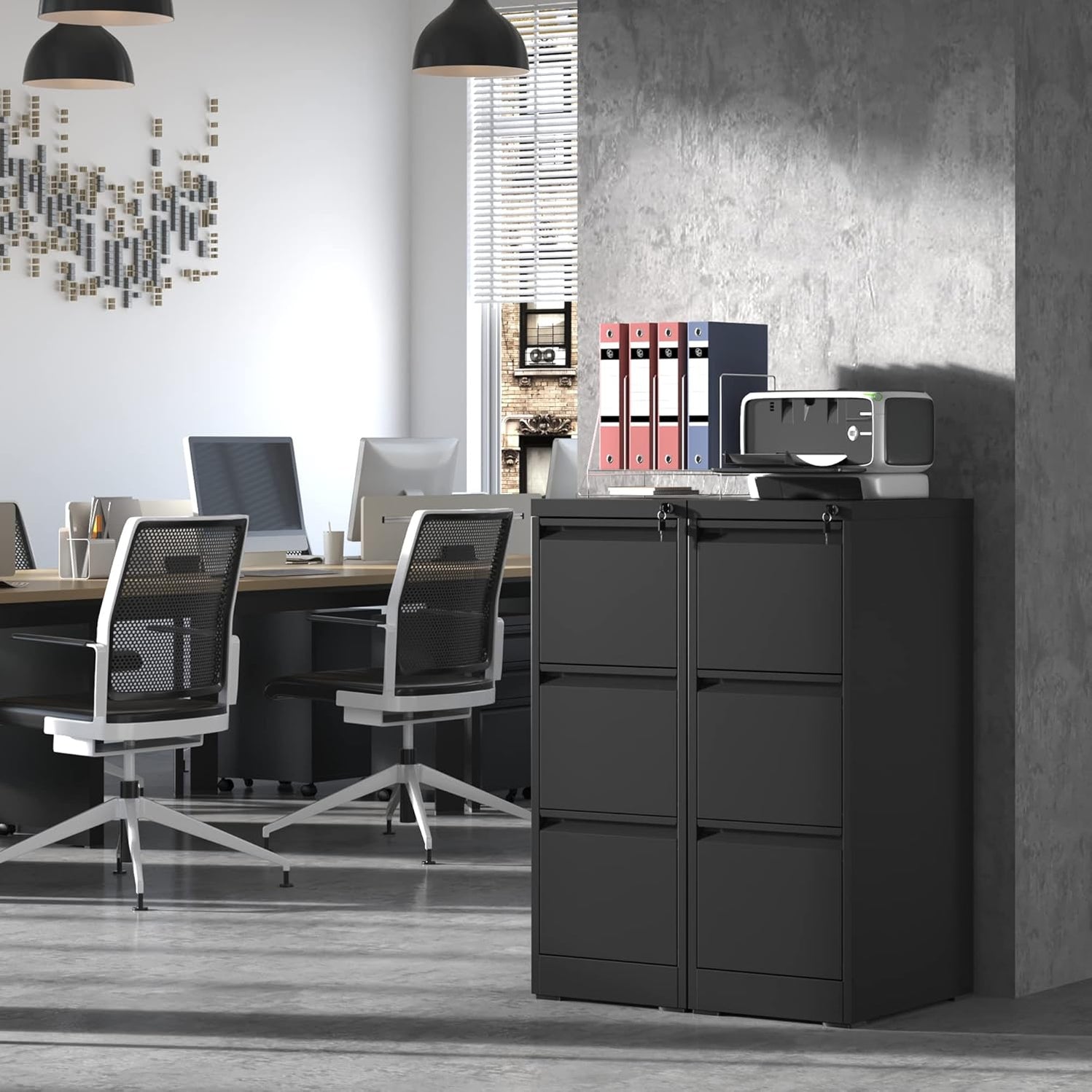 Filex 3 Drawer Office Filing Drawer Cabinet Black — The Home Shoppe