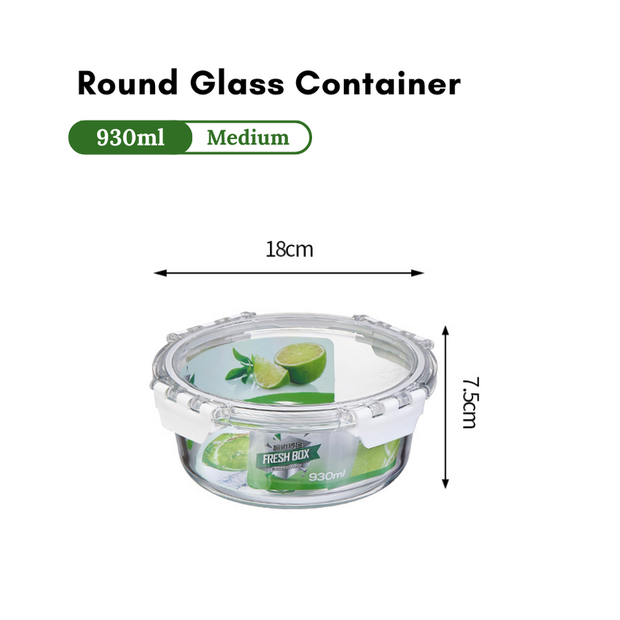 TerraFresh Glass Lock Round Glass Food Container with lid — The Home Shoppe
