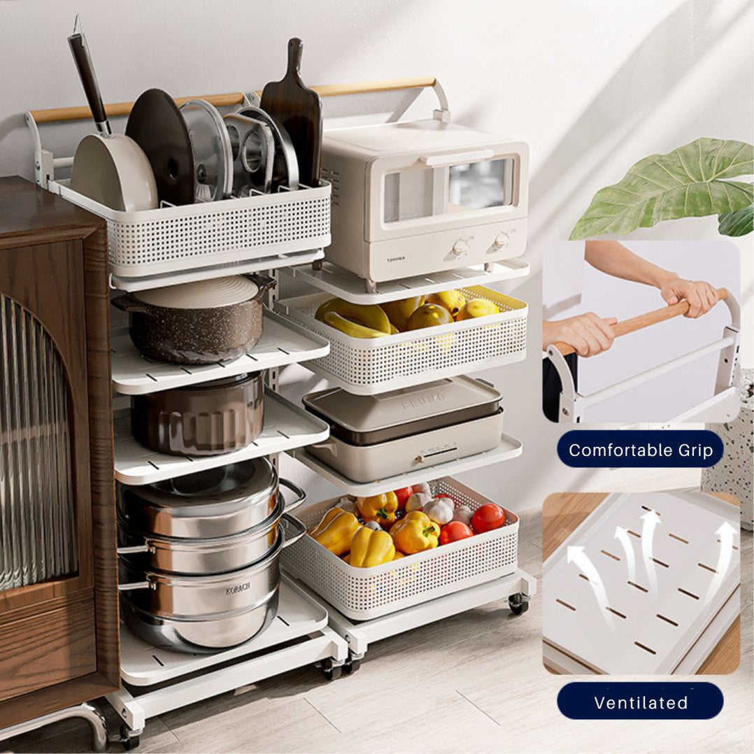 Floor Standing Kitchen Trolley Adjustable Pots Rack 4 Tier — The Home ...