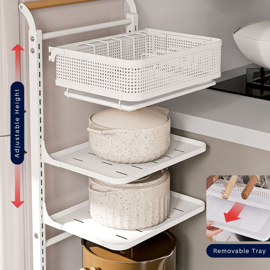 Floor Standing Kitchen Trolley Adjustable Pots Rack 4 Tier — The Home ...