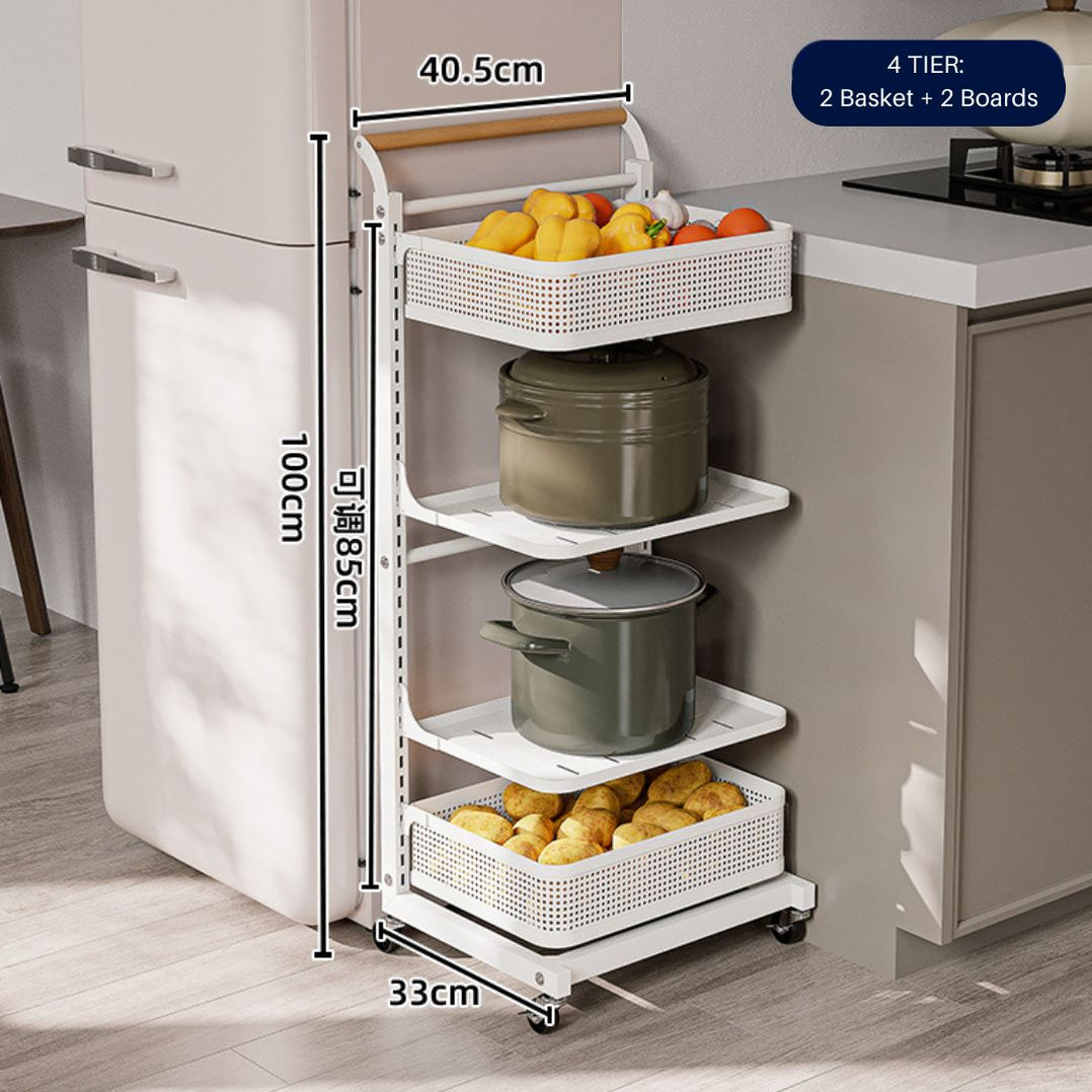 Floor Standing Kitchen Trolley Adjustable Pots Rack 4 Tier — The Home ...