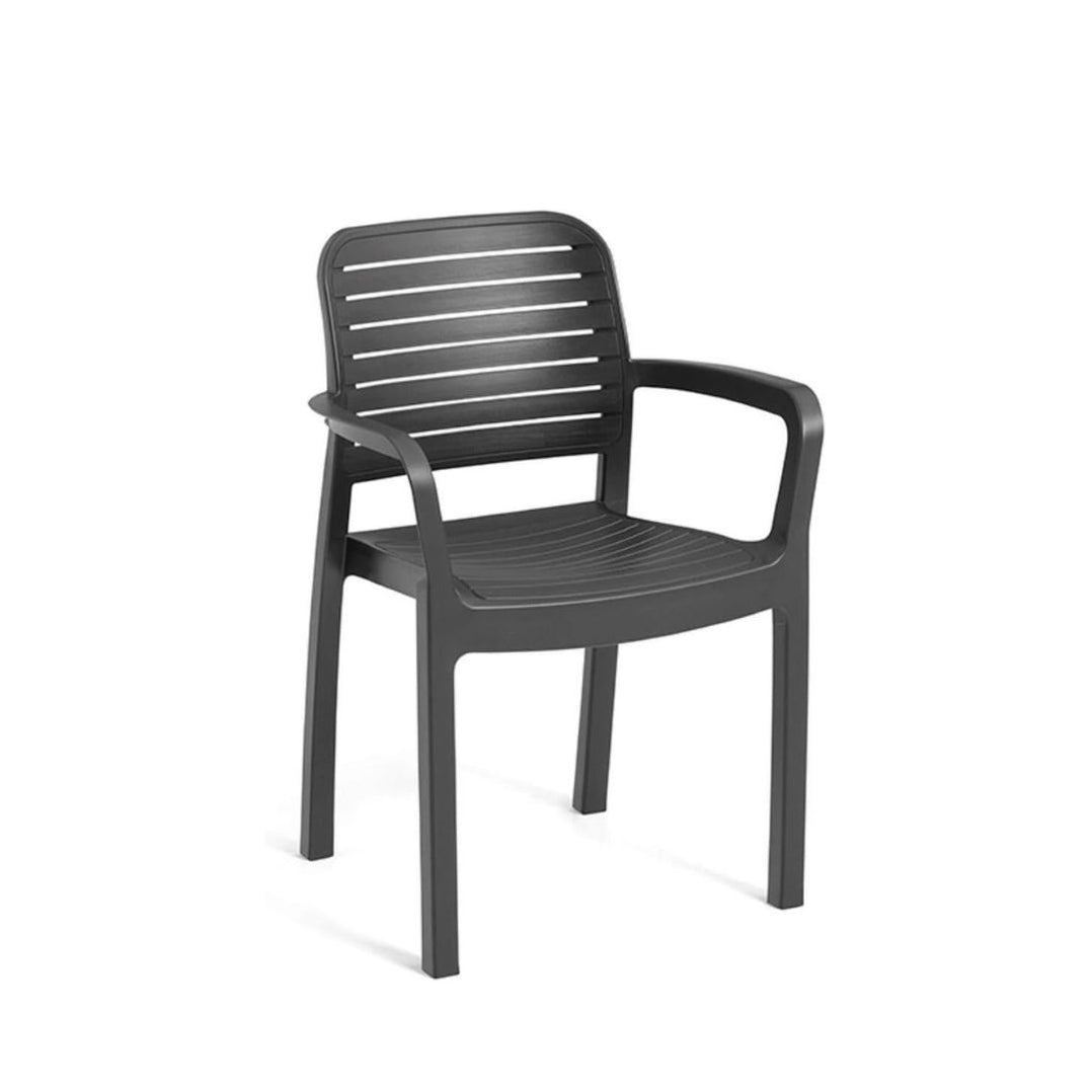 Chloe Outdoor Chair Graphite Stackable Dining Chair Garden — The Home Shoppe