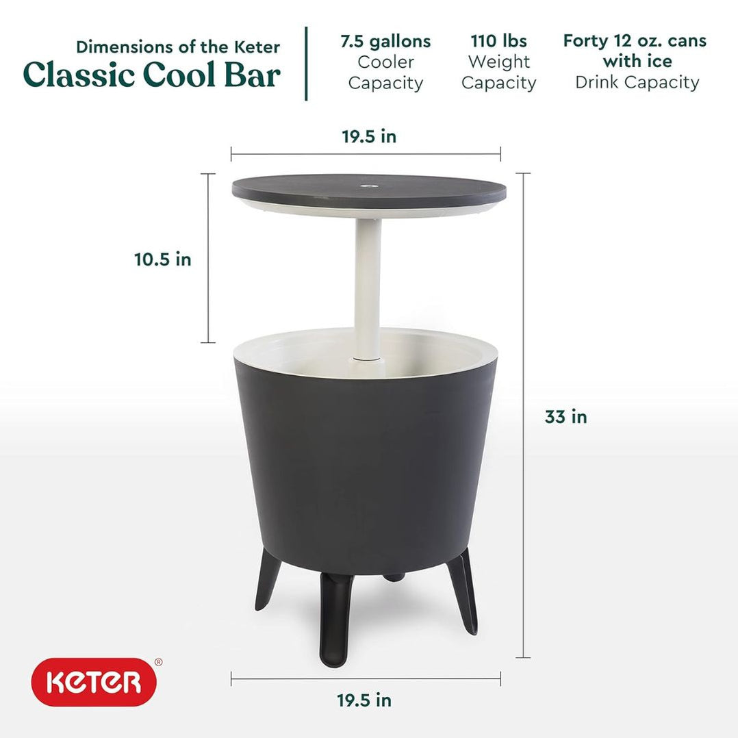 3-in-1 Keter Cool Bar Graphite Party Drinks Cooler box Side Coffee ...