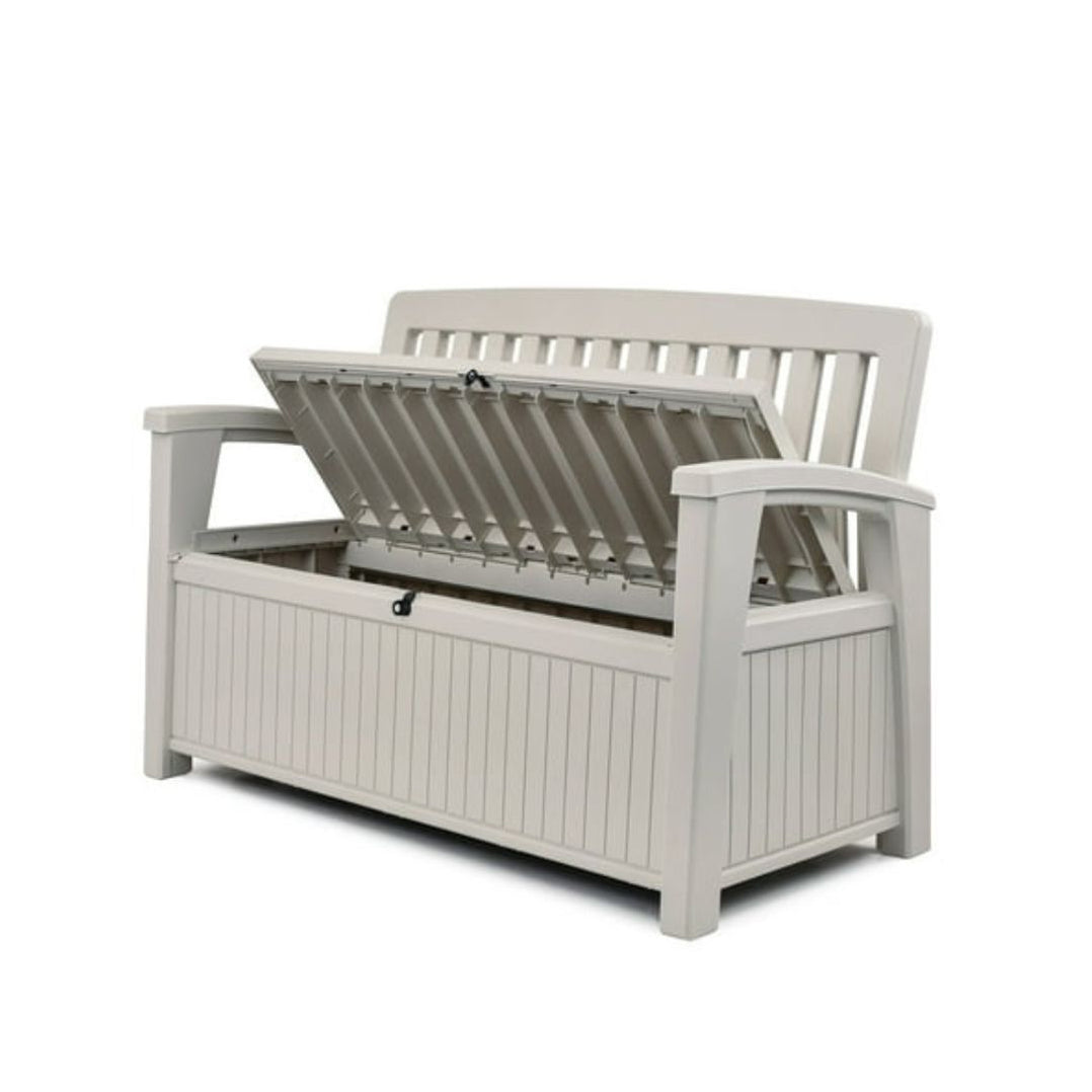 Keter Patio Outdoor Storage Bench White Waterproof Garden Deck Box ...