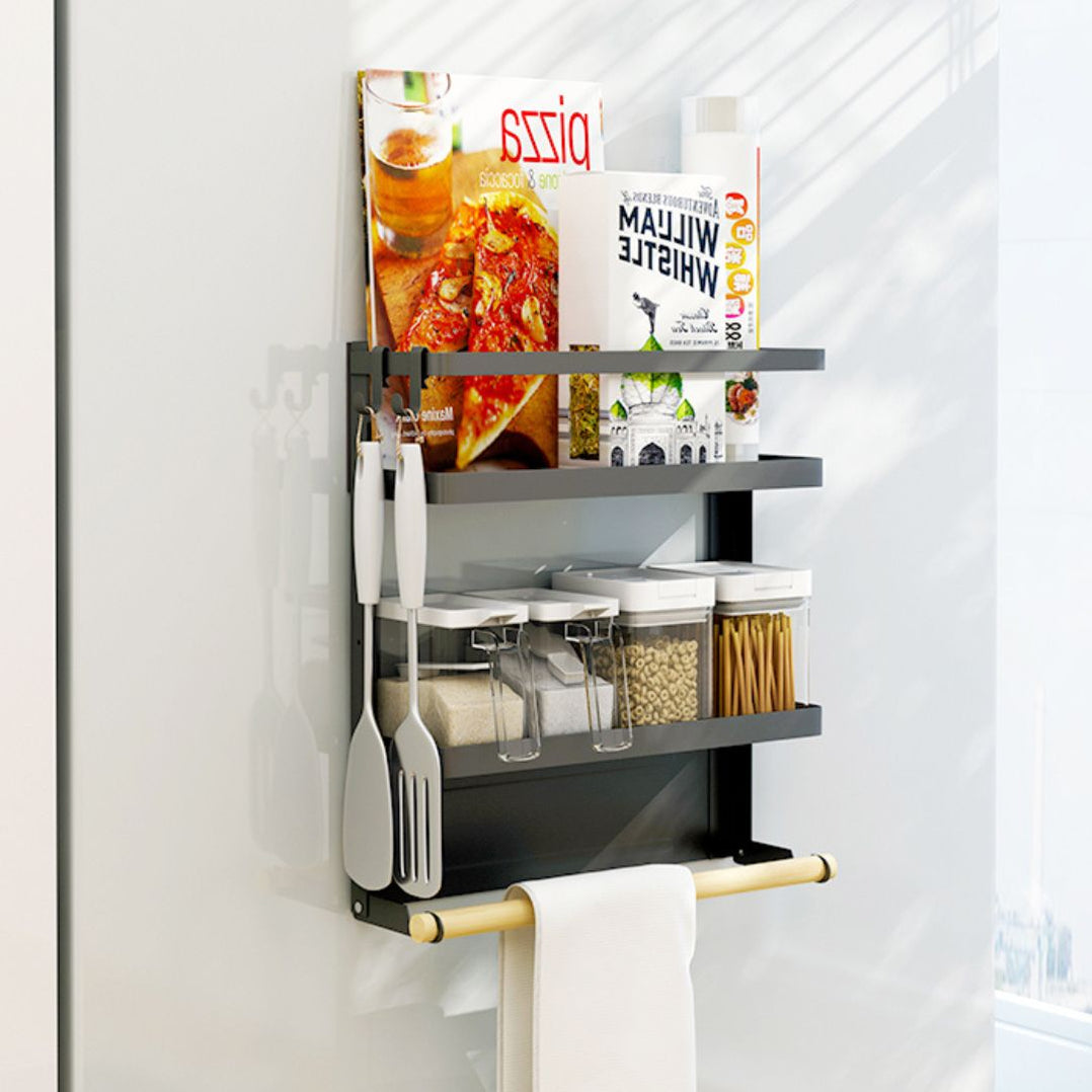 Magnetic Fridge Side Shelf Foldable Spice Rack Paper Towel Holder ...