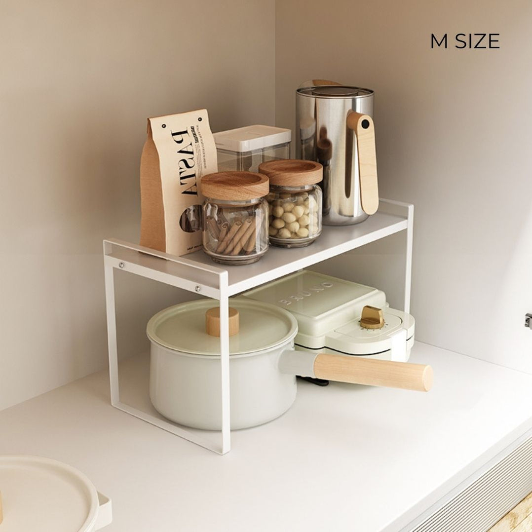 Countertop Kitchen Rack Stackable White Pot Plates Spice Shelf (3 Sizes ...