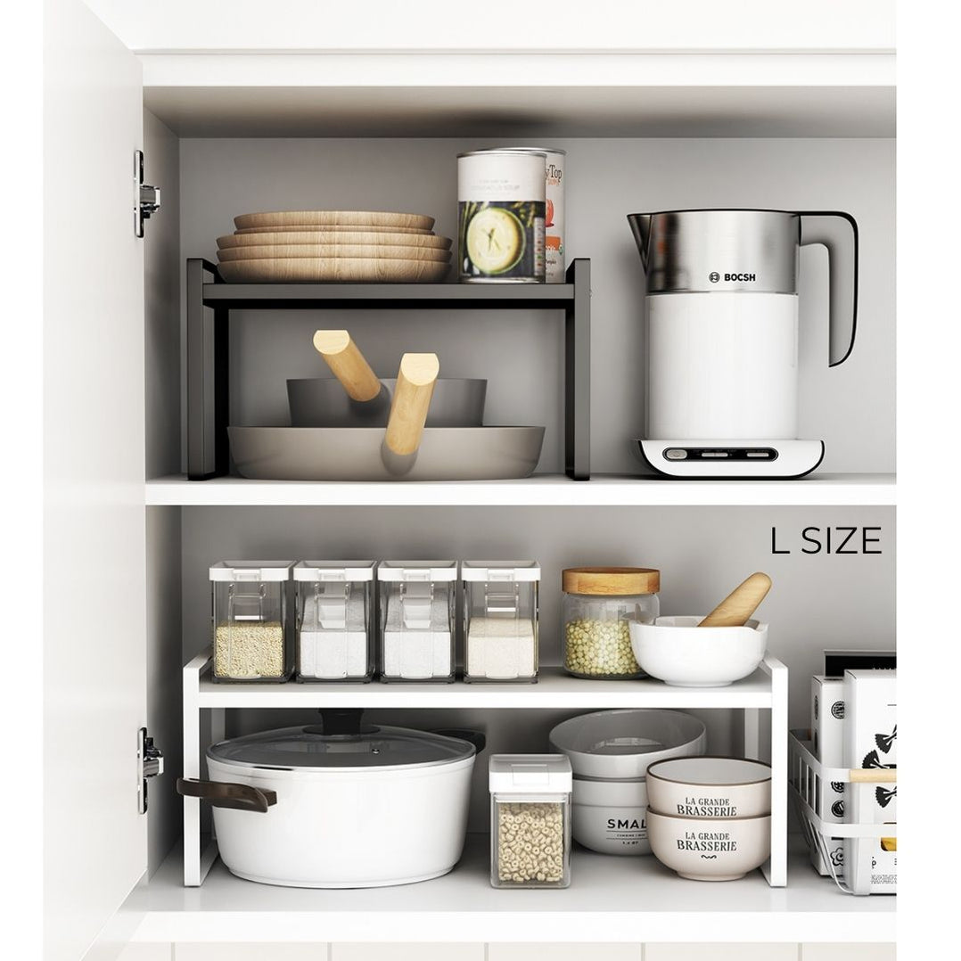 Countertop Kitchen Rack Stackable White Pot Plates Spice Shelf (3 Sizes ...