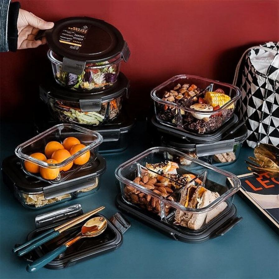 LUNA 2 Divider | 3 Divider Glass Lock Food Container — The Home Shoppe