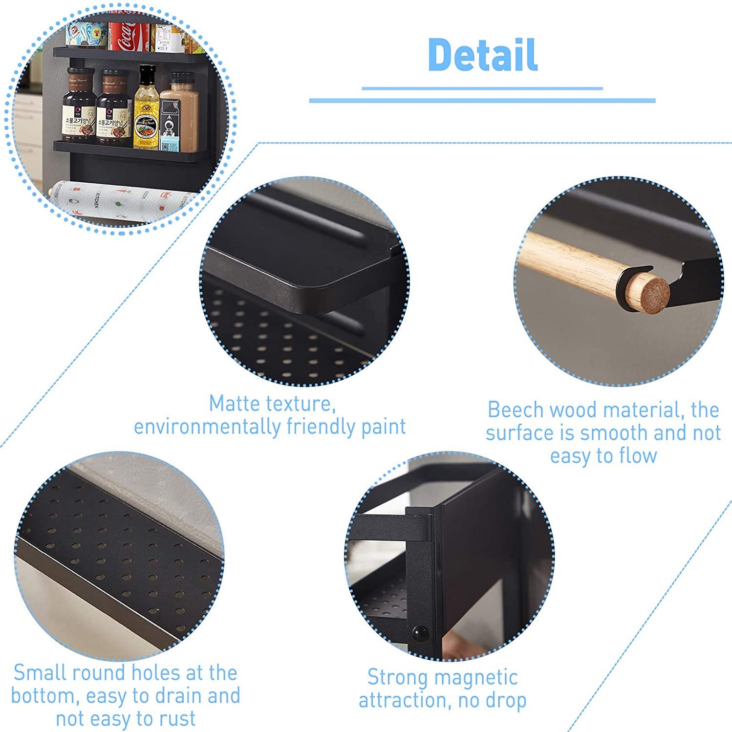 Magnetic Fridge Side Shelf Foldable Spice Rack Kitchen Paper Towel ...