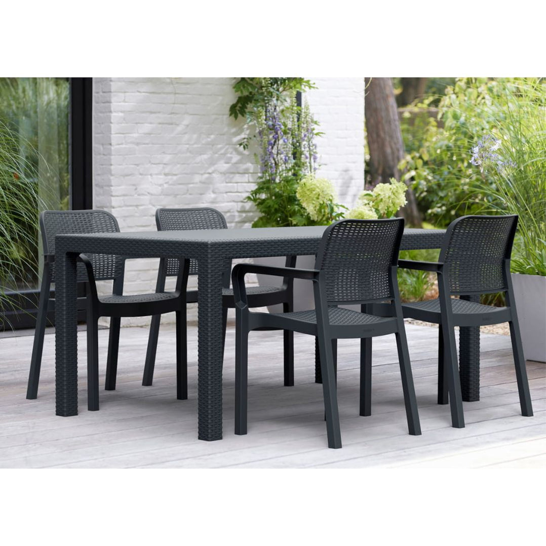 Keter Melody Outdoor Table + Bella Chairs Graphite Dining Set Free ...