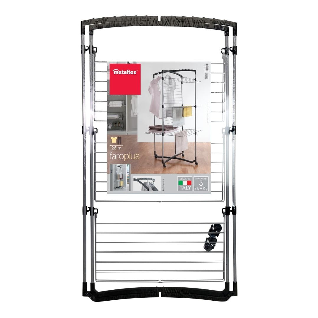 Metaltex Standing Foldable 3 Tier Laundry Drier Faro plus 28M Silver ...