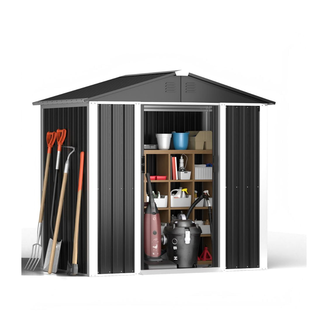 Montel 6 x 4 ft Steel Garden Shed Waterproof Outdoor Storage Free ...