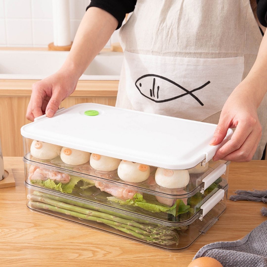 Multi-Layer Refrigerator Food Storage Containers with Lid Dumplings Box ...
