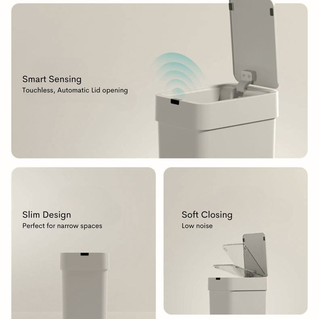 Nino Slim Kitchen Bathroom Waste Bin Plastic Sensor Trash Bin 15L soft ...
