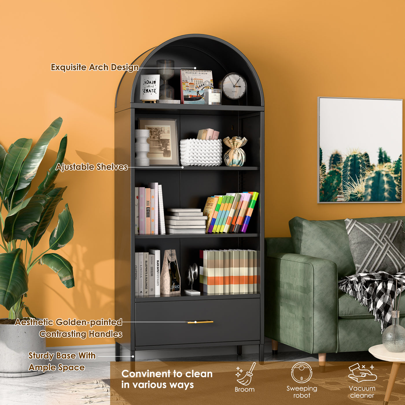 Steel Craft Arcadia Display Storage Cabinet Black 4 Tier + 1 Drawer GM-01 — The Home Shoppe