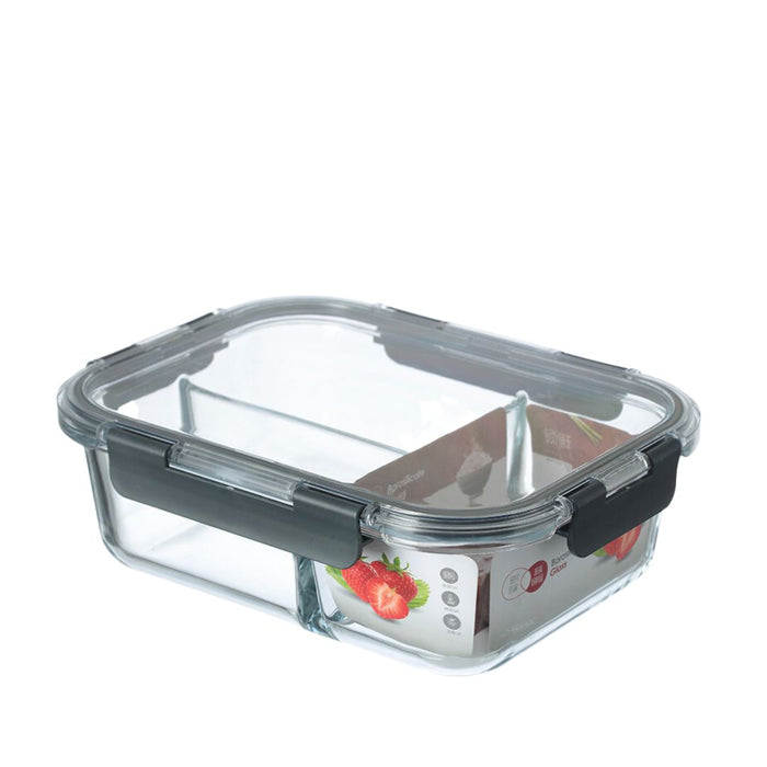 TerraFresh Glass Lock Divide Rectangle Glass Food Container with lid ...