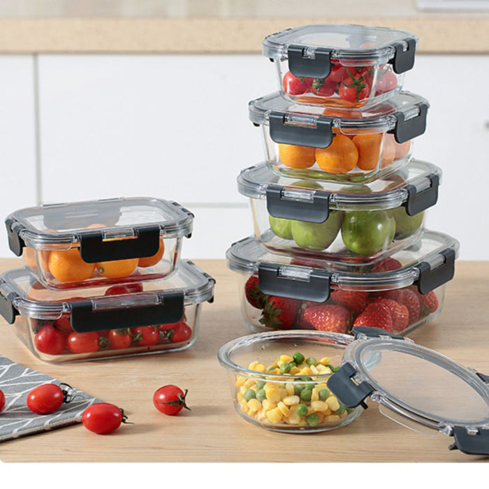 TerraFresh Glass Lock Divide Rectangle Glass Food Container with lid ...