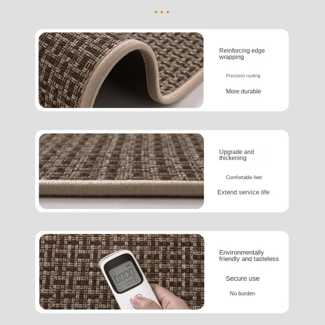 Woven Linen Water absorption Non Slip Kitchen Mat Beige Grey Long — The ...