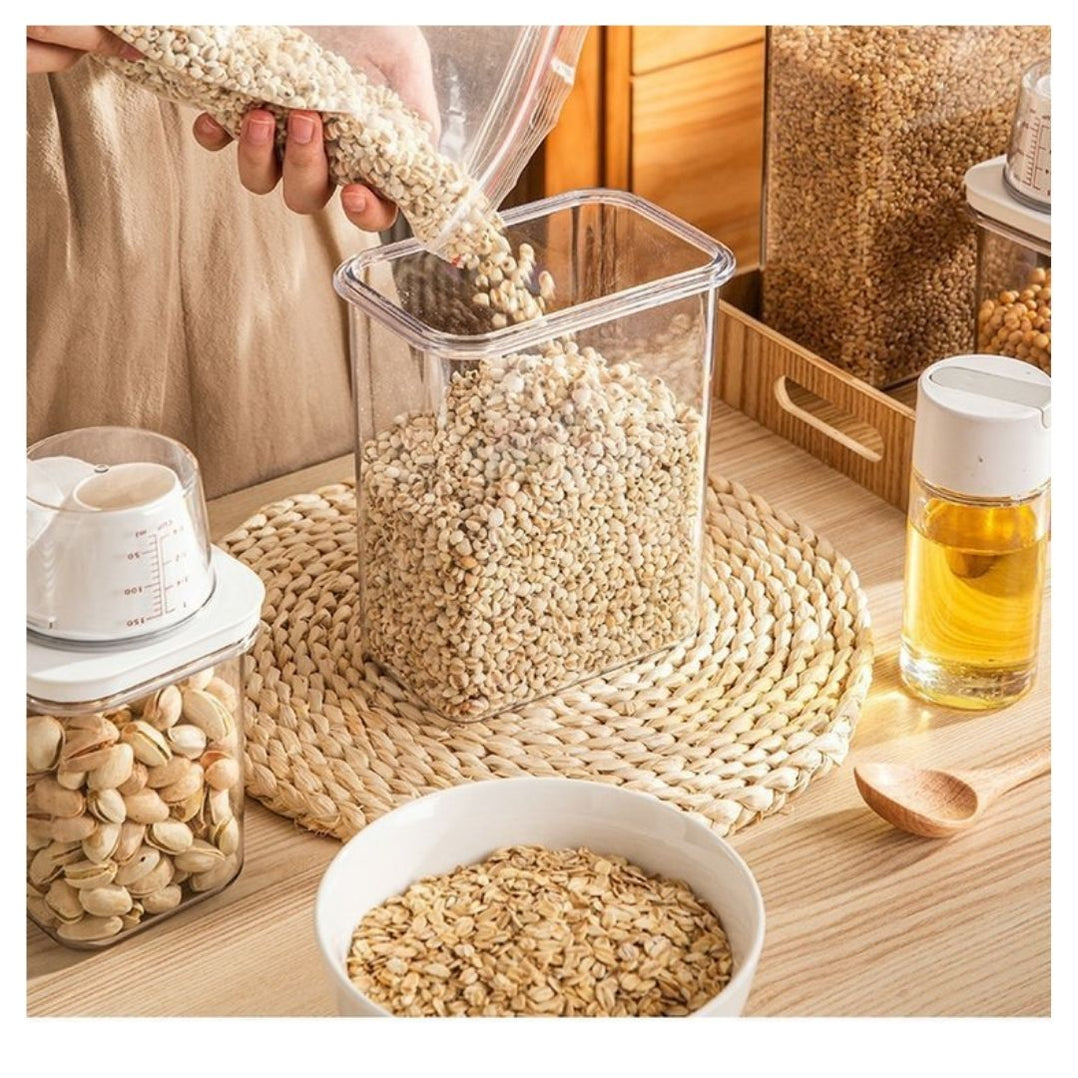 Airtight Food Grains Cereal Container with Measuring Cup No Leak Food ...