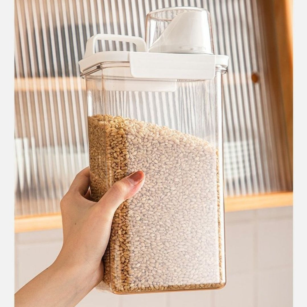 Airtight Food Grains Cereal Container with Measuring Cup No Leak Food ...