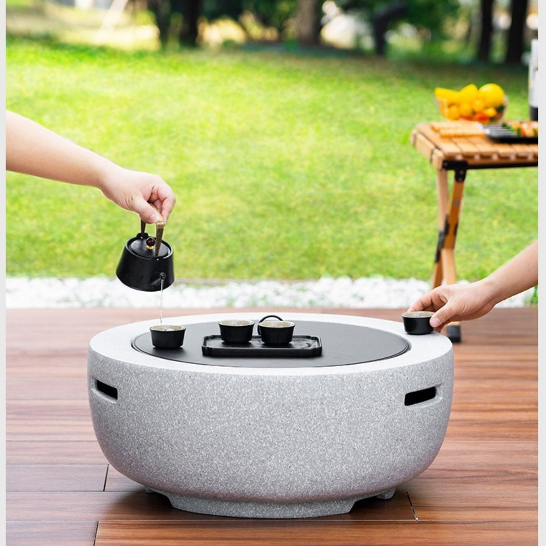 Thehomeshoppe Convo Outdoor Charcoal BBQ Grill Concrete Stone Fire pit ...