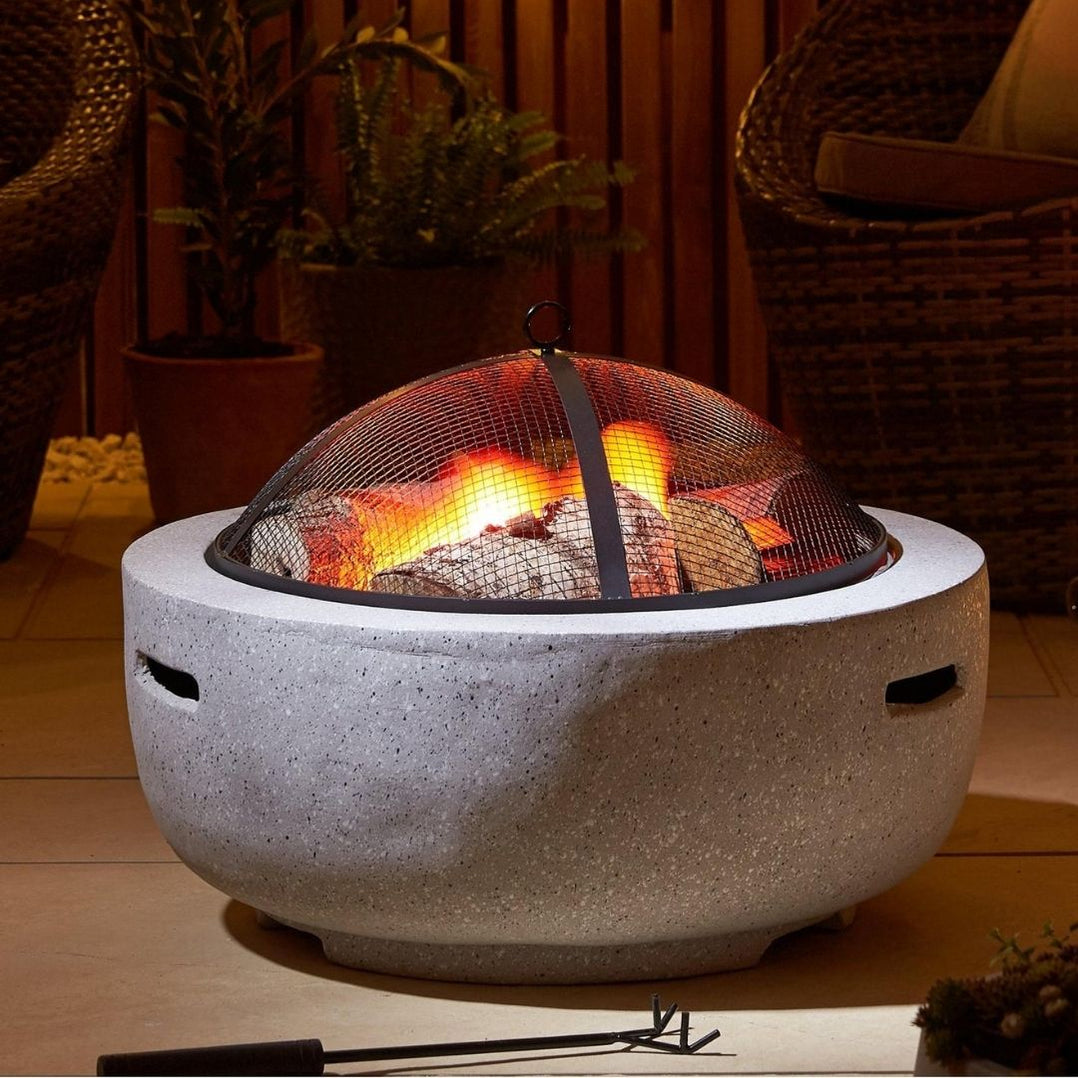 Thehomeshoppe Convo Outdoor Charcoal BBQ Grill Concrete Stone Fire pit ...