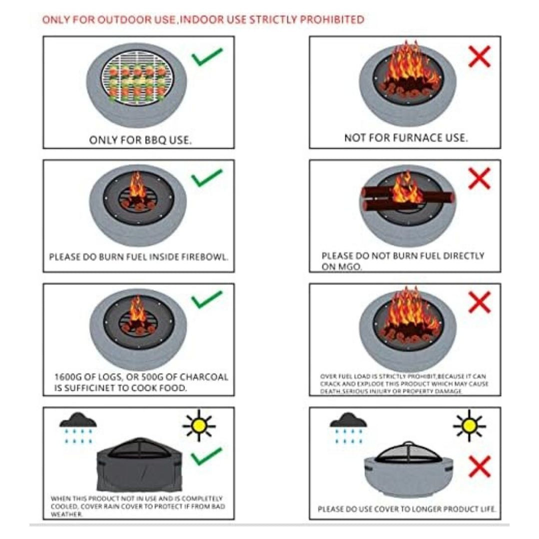 Thehomeshoppe Convo Outdoor Charcoal BBQ Grill Concrete Stone Fire pit ...