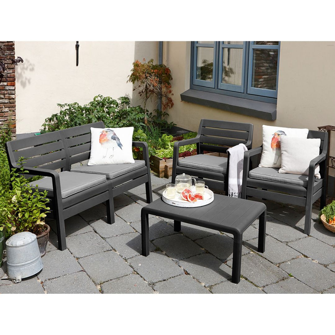 Delano Outdoor Lounge Sofa Set Graphite Waterproof Garden Patio ...