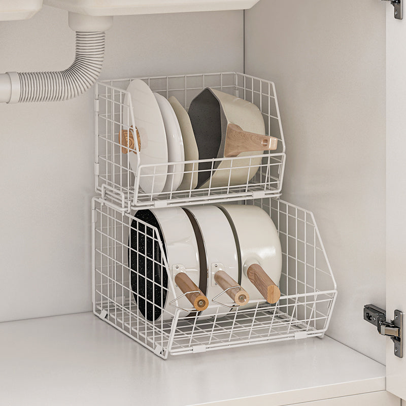 Kitchen Stackable Foldable Fruits Vegetable Pans Storage Wire Basket ...