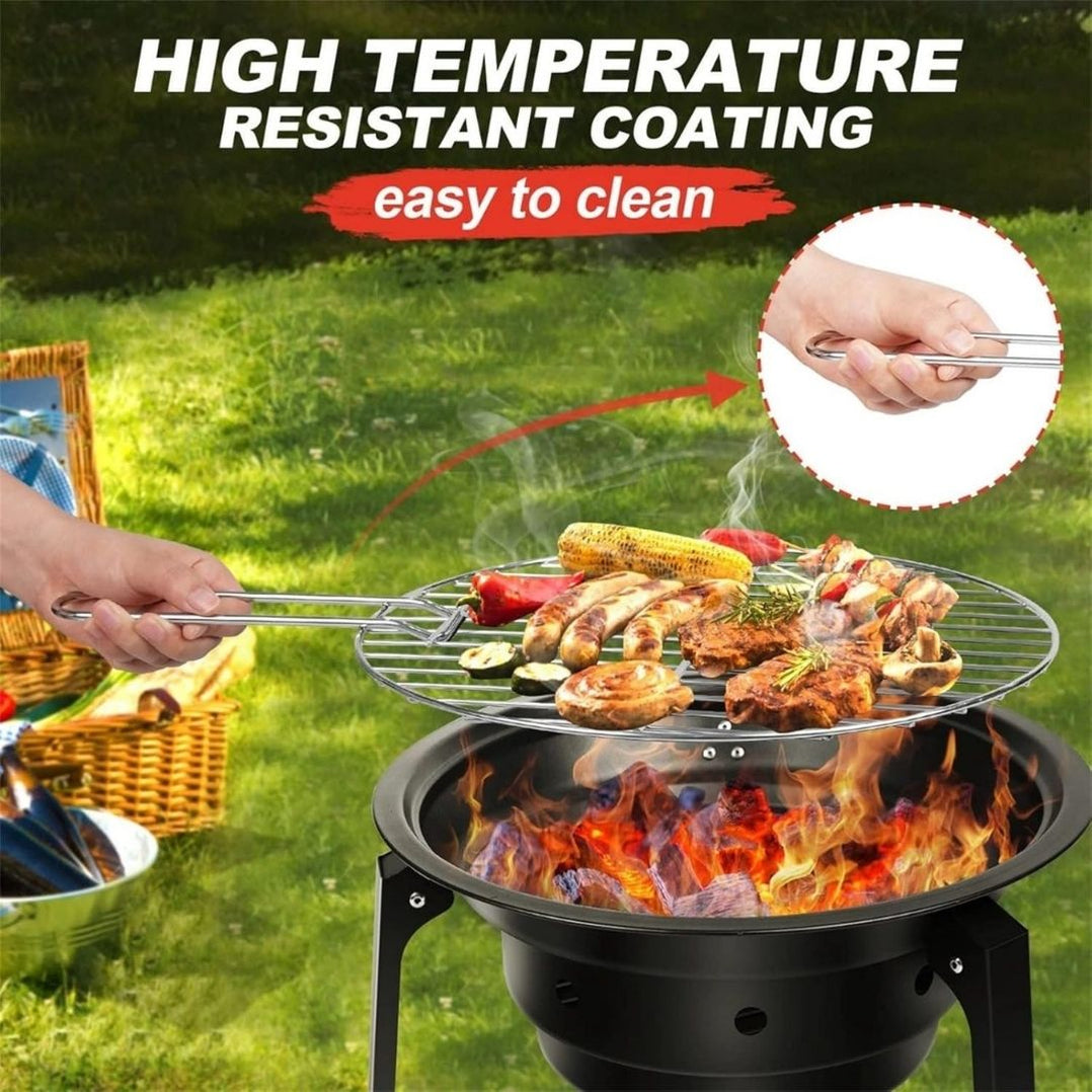 Flamemaster Fold & Grill Round Small Portable Charcoal BBQ Pit Grill ...