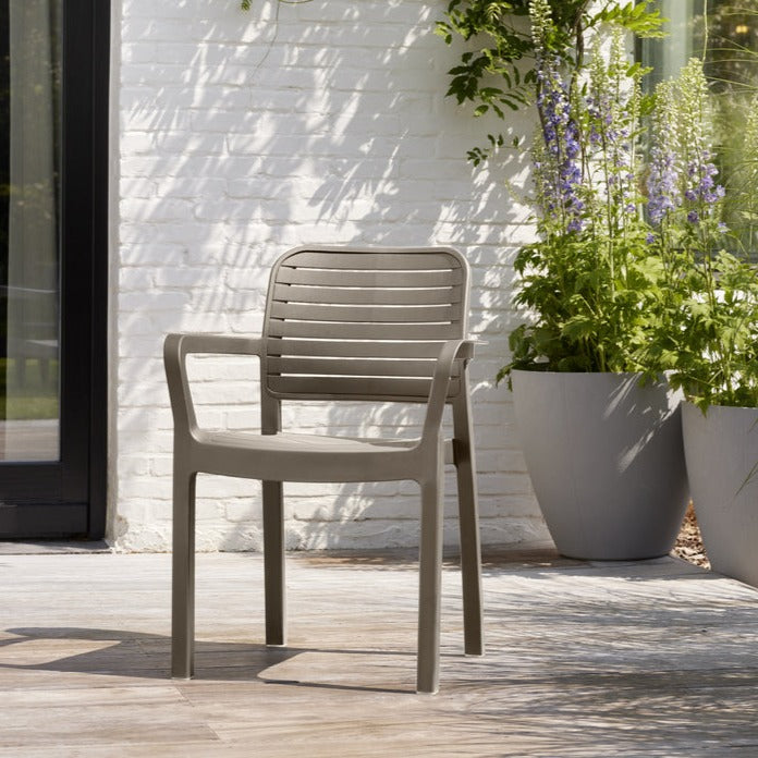 Keter Chloe Chair Cappuccino Outdoor Dining Chair Stackable — The Home ...