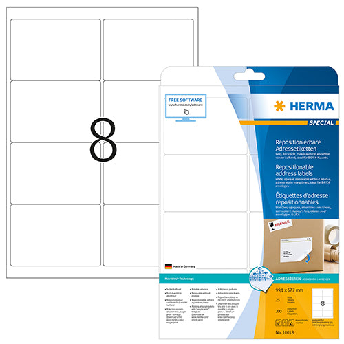 Removable Address Labels A4, 99,1 x 67,7 mm, White (10018) — The Home ...