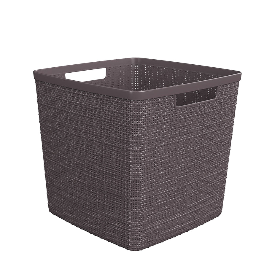 Curver Jute Storage Basket Cube 17L Peppercorn Plastic Box for Shelf ...