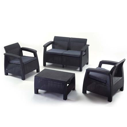 Keter Corfu Set Grey Outdoor Patio Wicker Furniture Set — The Home Shoppe