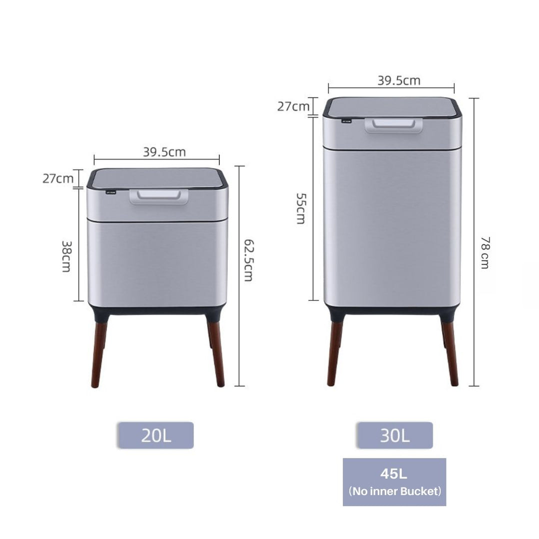 Yubin Stainless Steel Kitchen Press Waste Bin with legs (Multiple Sizes ...