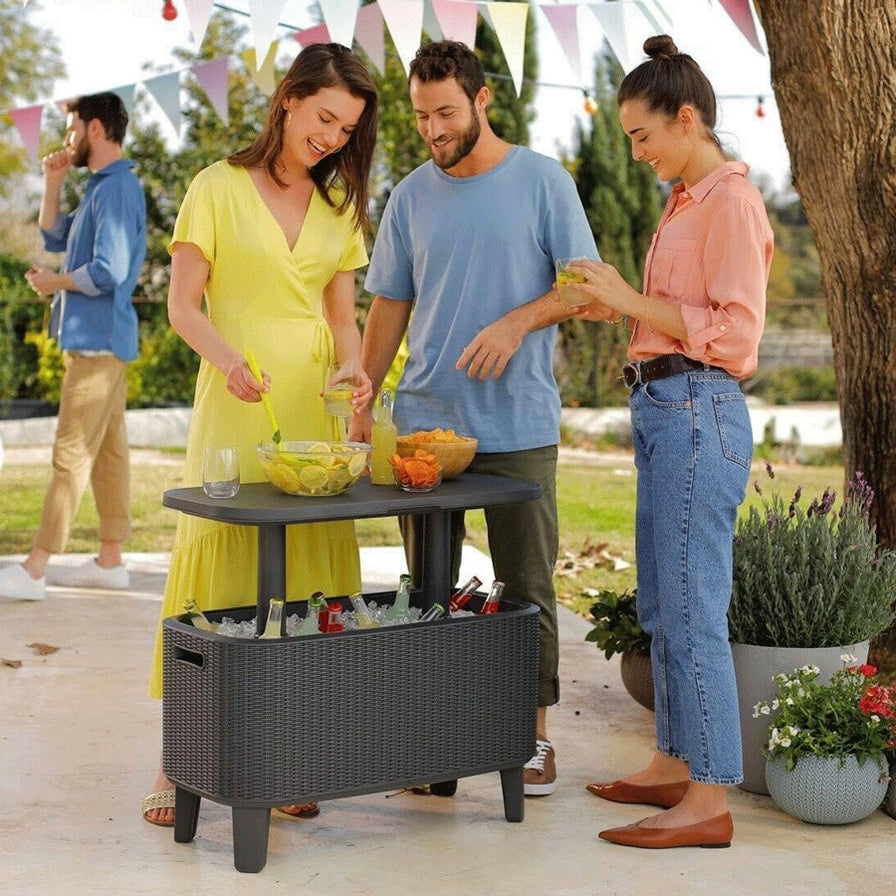 Keter Outdoor Bevy Bar Cooler Box and Side Table Brown — The Home Shoppe