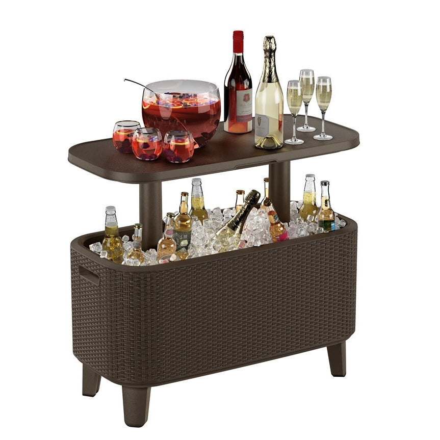 Keter Outdoor Bevy Bar Cooler Box and Side Table Brown — The Home Shoppe
