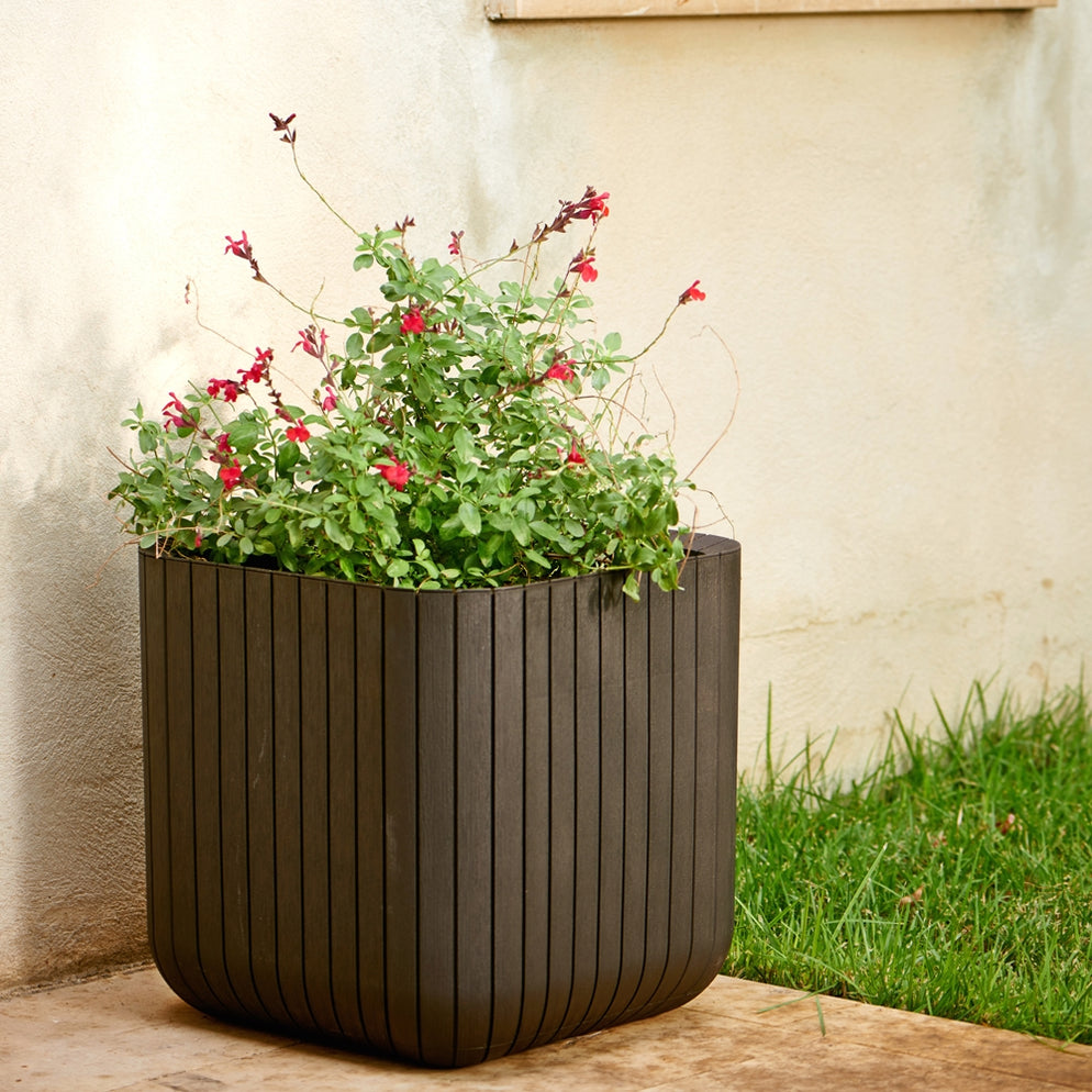 Keter Cube Planter Wood Brown Flower Pot — The Home Shoppe